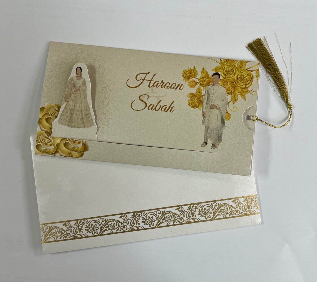 RG 01 Sliding Bride and Groom Floral Invitation - Rawal Grafix